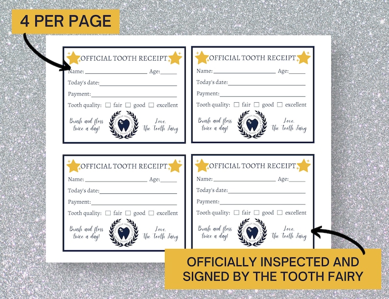 Tooth Fairy Receipt Printable Lost Tooth Certificate First - Etsy