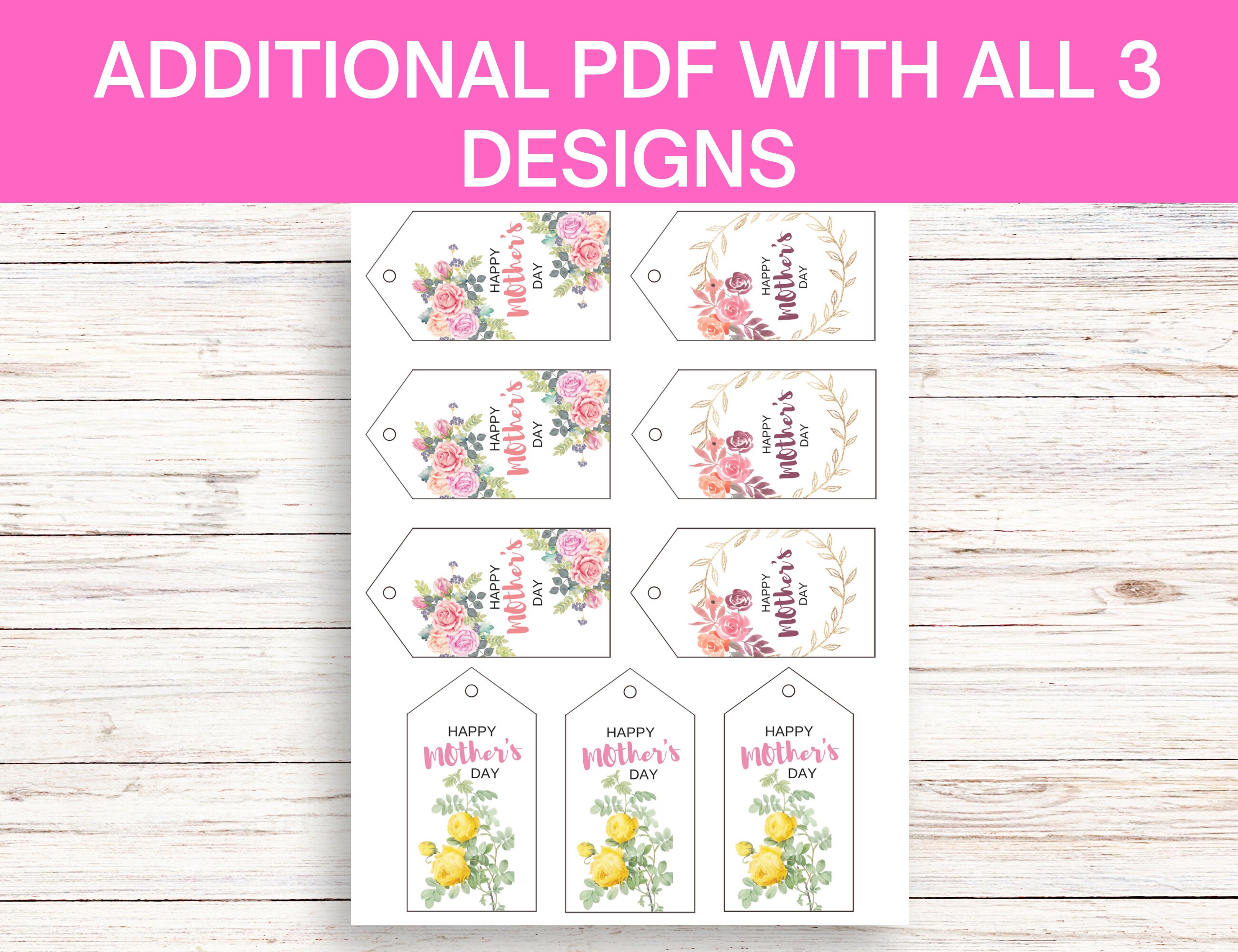Printable Floral Mother's Day Gift Tags, Mother's Day Gift, Mom Gift ...