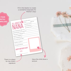 Pink Printable Mother's Day Questionnaire Bundle All - Etsy
