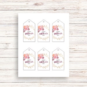 Printable Floral Mother's Day Gift Tags, Mother's Day Gift, Mom Gift ...