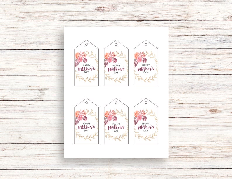 Printable Floral Mother's Day Gift Tags, Mother's Day Gift, Mom Gift ...