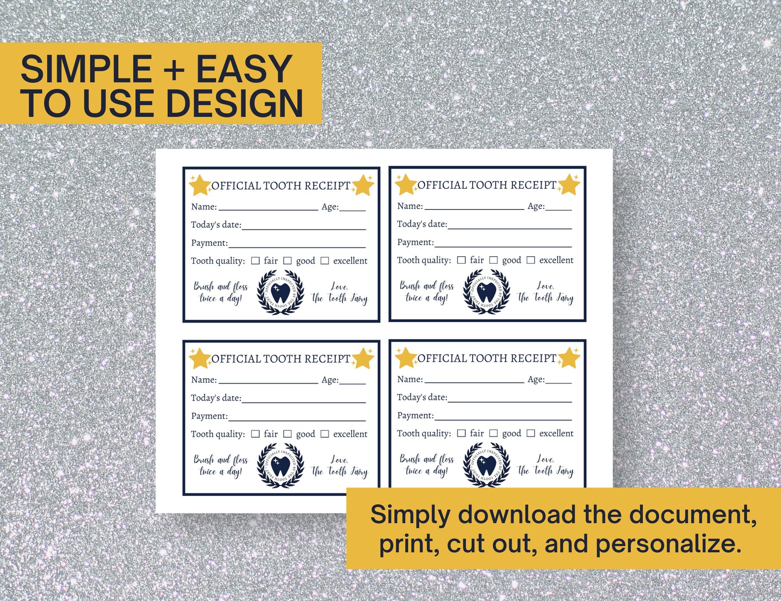 Tooth Fairy Receipt Printable Lost Tooth Certificate First - Etsy