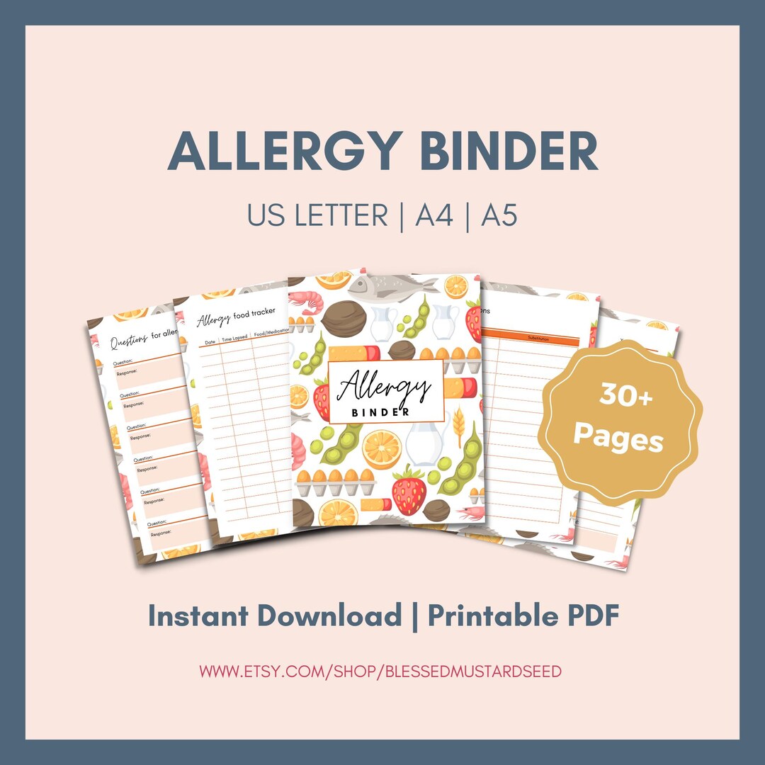 Food Allergy Binder - Personalized Comprehensive Allergy Management ...