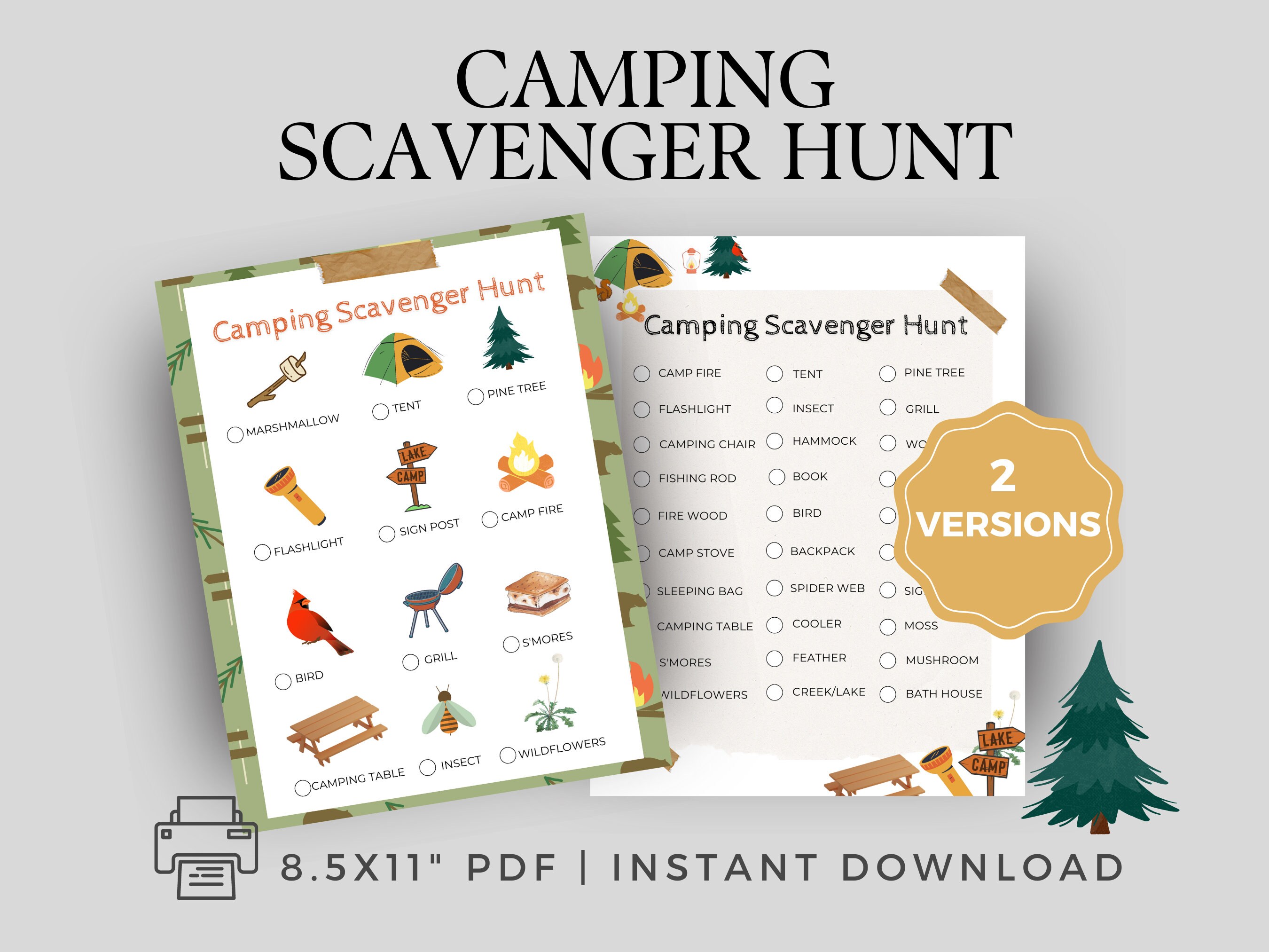 Camping Scavenger Hunt for Kids, Scavenger Hunt for Adults, Outdoor ...