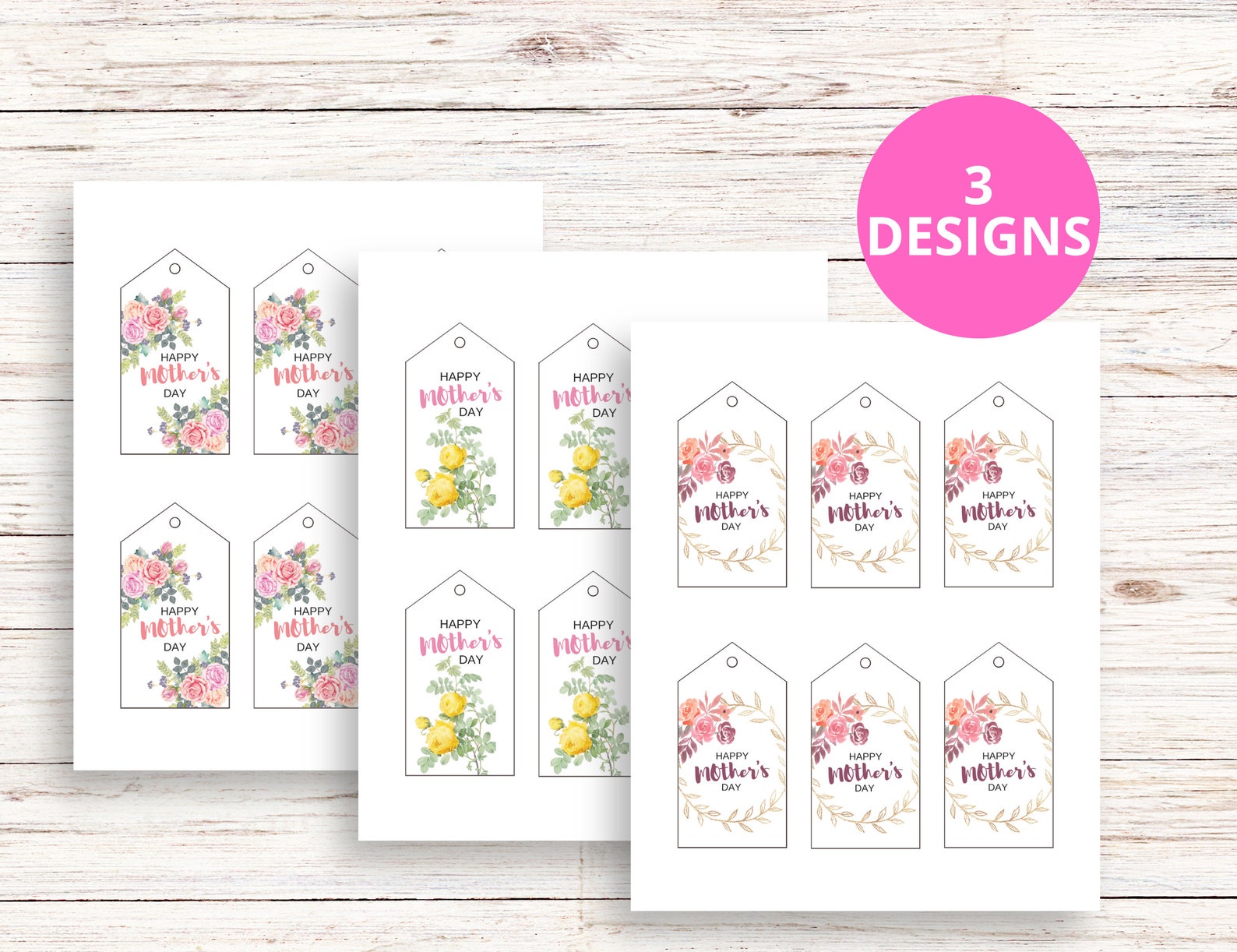 Printable Floral Mother's Day Gift Tags, Mother's Day Gift, Mom Gift ...