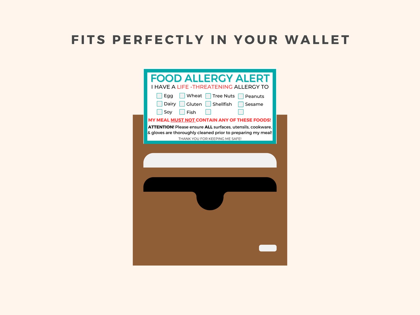 Food Allergy Alert Card Printable, Food Allergy Card for Adults & Kids ...