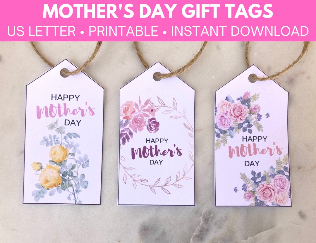 Printable Floral Mother's Day Gift Tags, Mother's Day Gift, Mom Gift ...