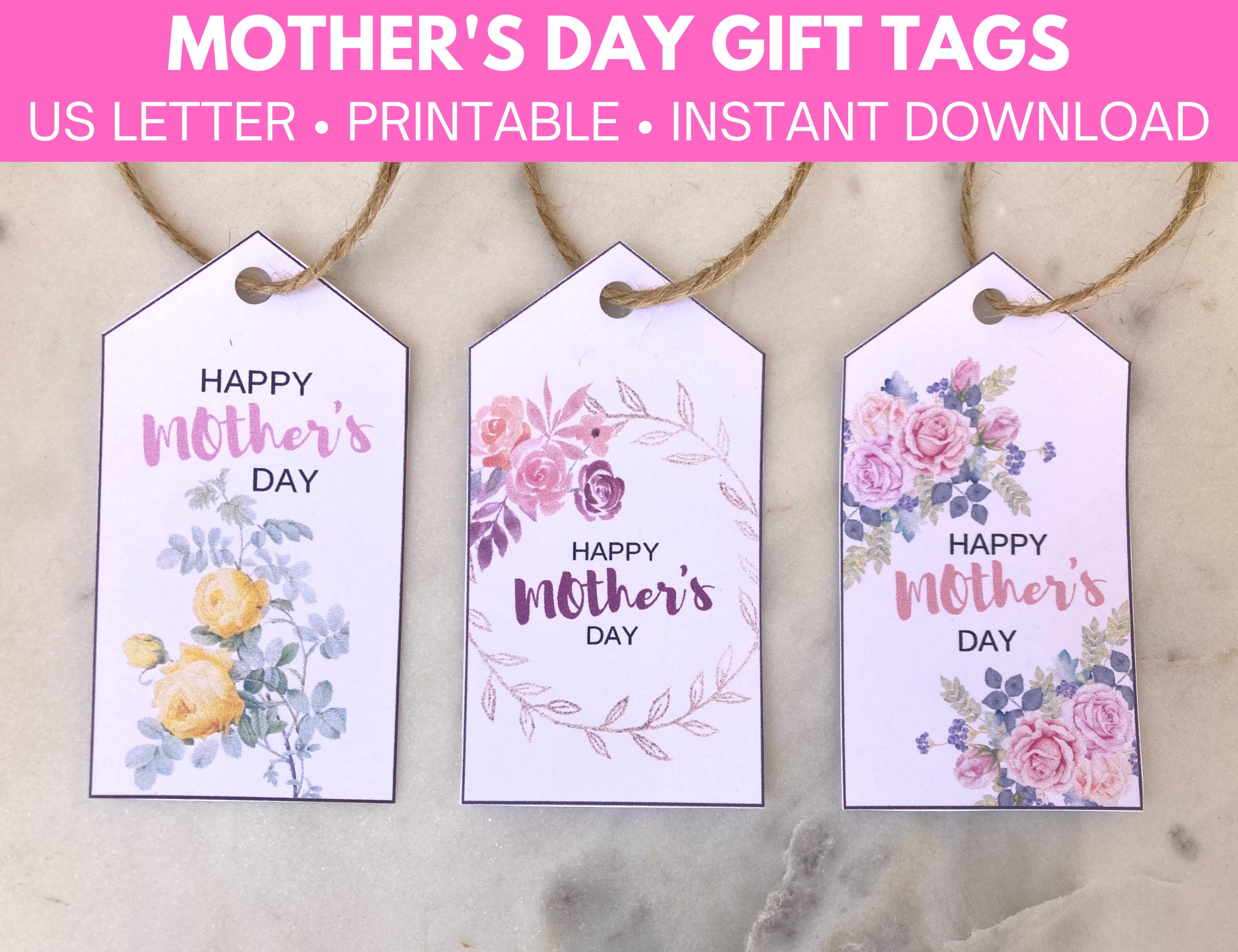 Printable Floral Mother's Day Gift Tags, Mother's Day Gift, Mom Gift ...