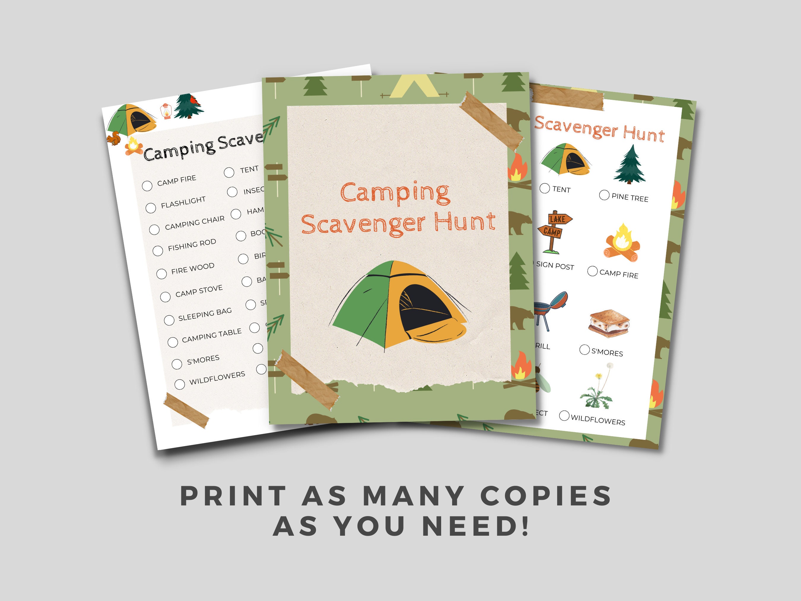 Camping Scavenger Hunt for Kids, Scavenger Hunt for Adults, Outdoor ...