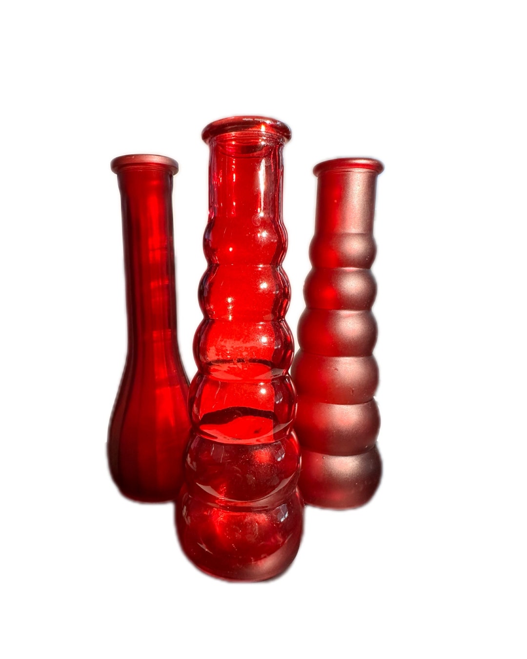Set of Three Red Vases | Bubble Vase - Etsy