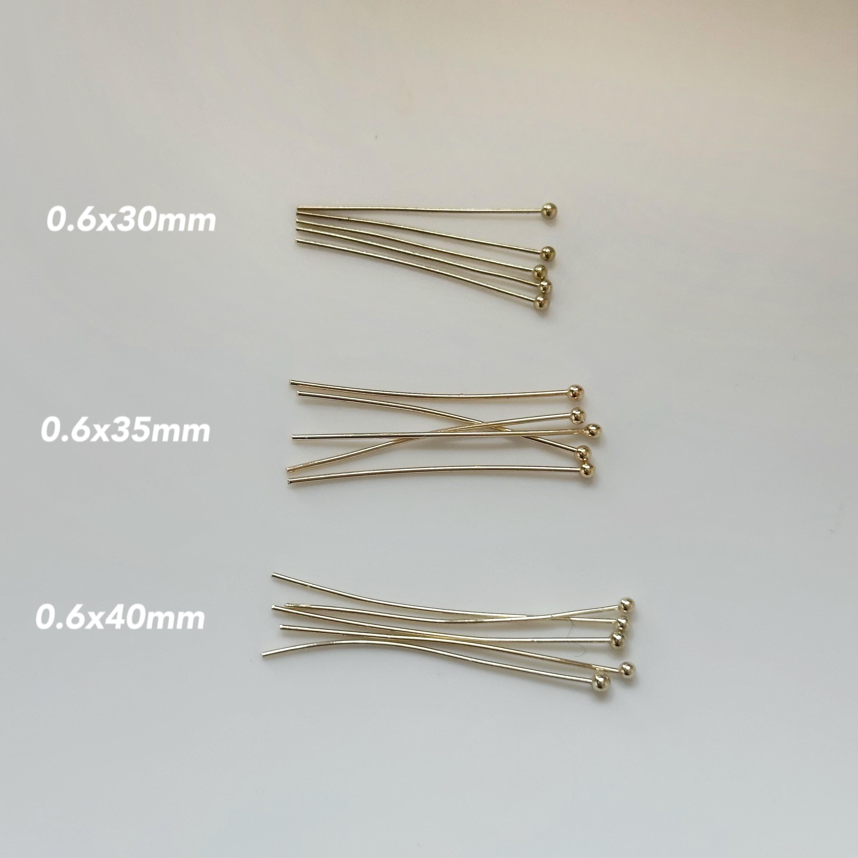 0.6x30/35/40mm, 14k Gold Plated Ball Head Pins, Ball Pin for Jewelry ...