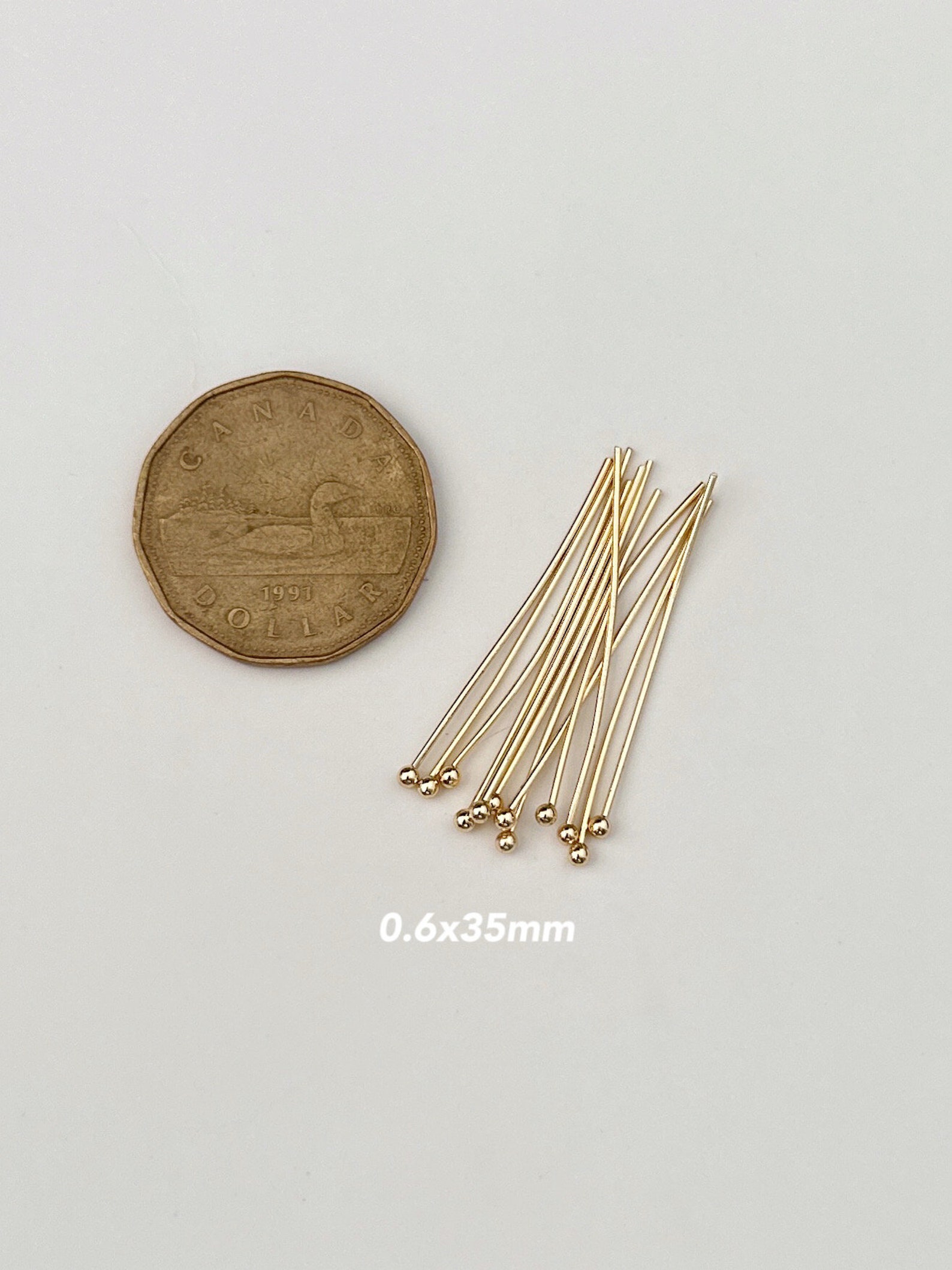 0.6x30/35/40mm, 14k Gold Plated Ball Head Pins, Ball Pin for Jewelry ...