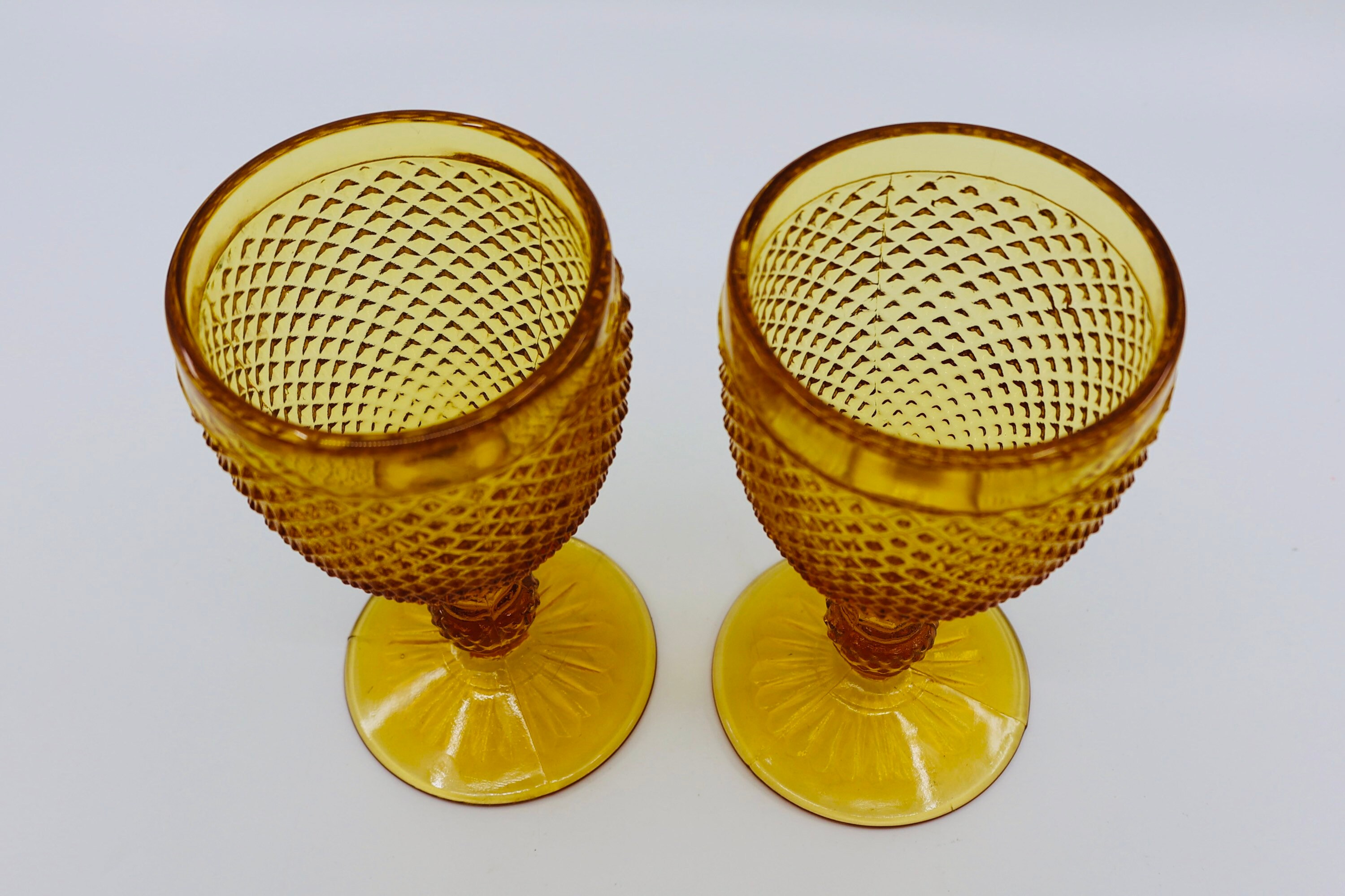 Pair Of Vintage Ivima Amber Glass Wine Goblets Etsy