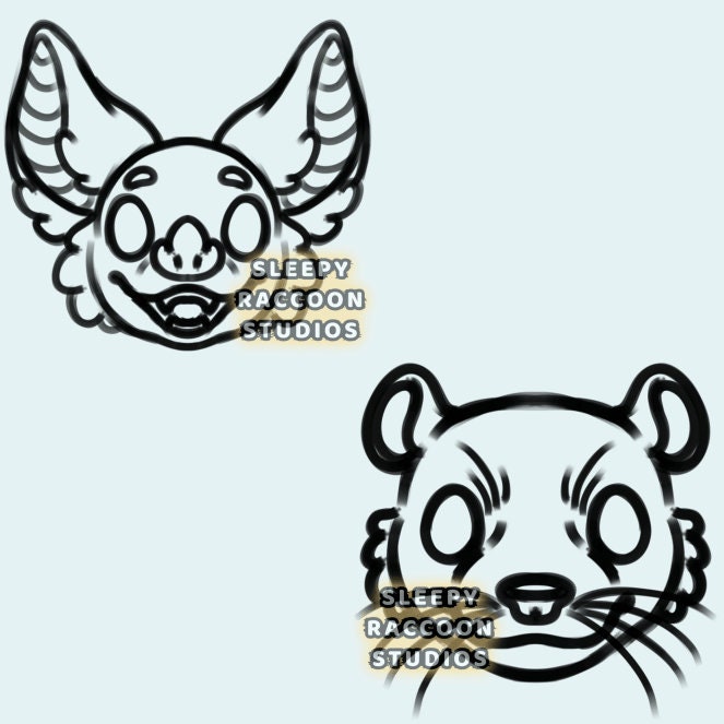 14 Pack Simple Headshot Icon Bases || Furry Art Digital Pngs - Etsy