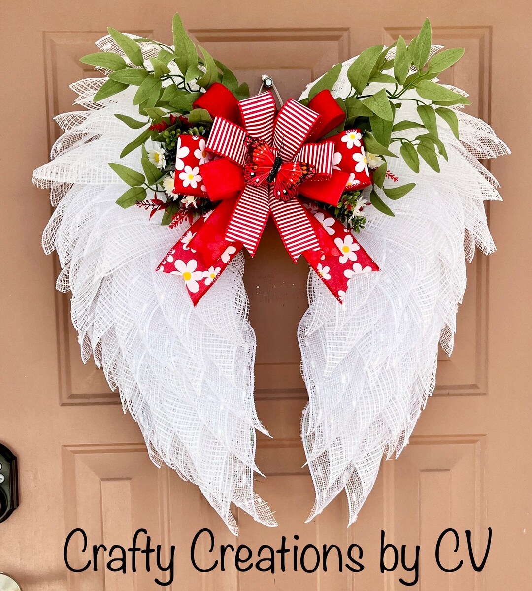 Custom Order Angel Wings, Memorial Wreath, Front Door Decor, Home Decor ...