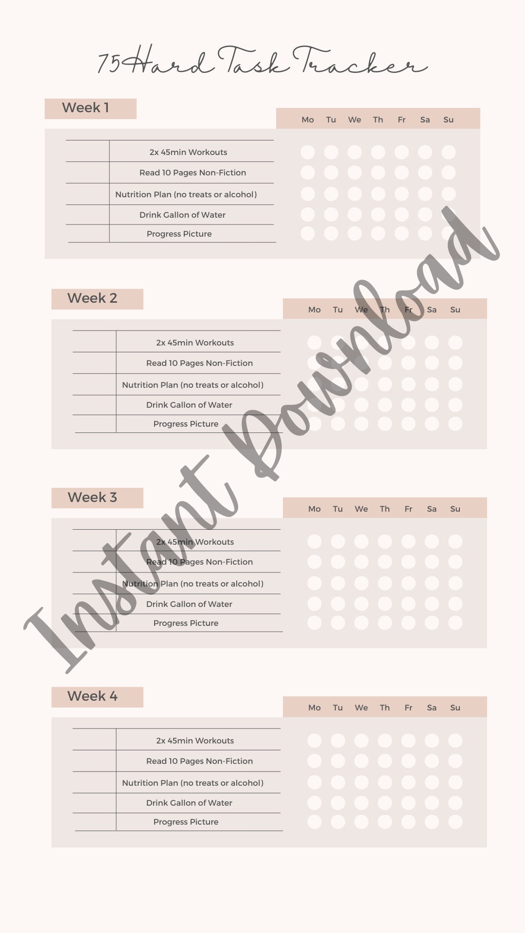 75hard Tracker | Digital Tacker | PDF Tracker | Instagram Story Tracker ...