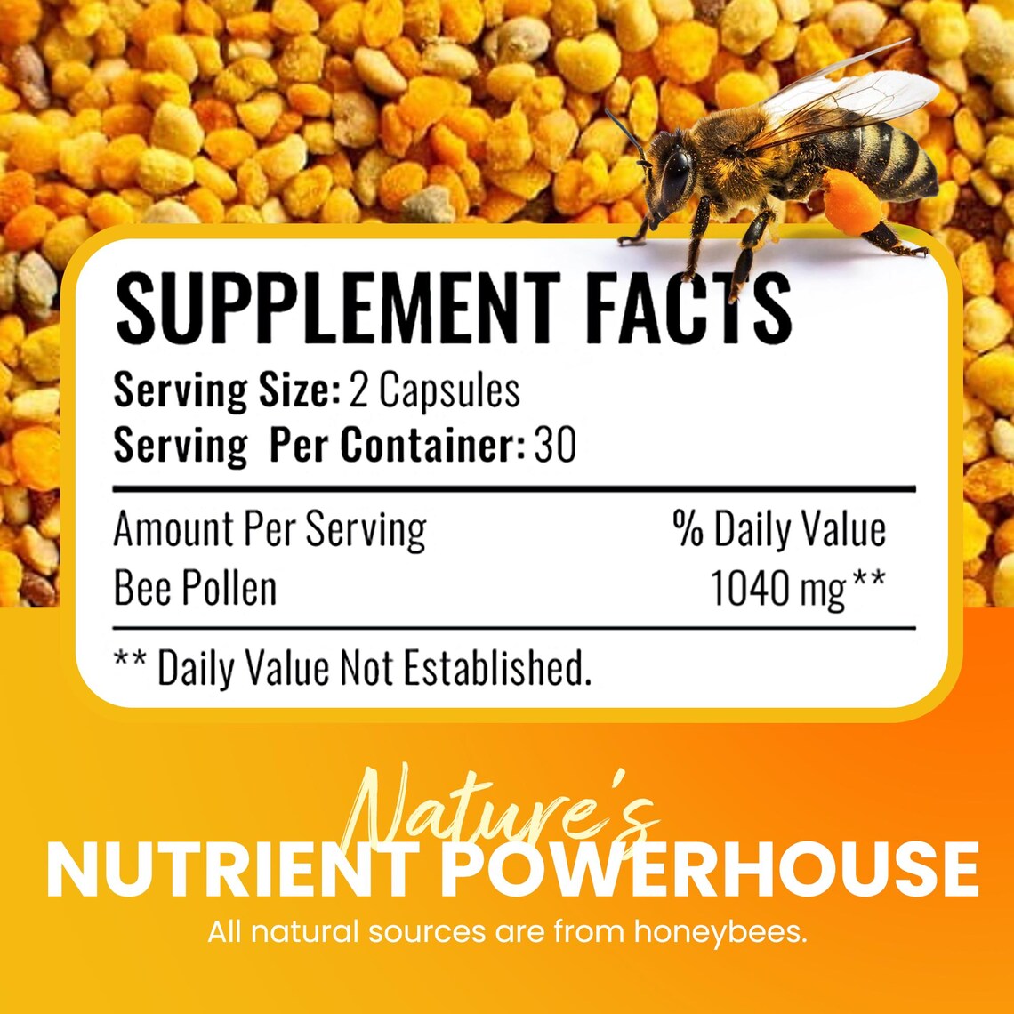 Natural Bee Pollen Capsules – Immune Support, Energy Boost ...