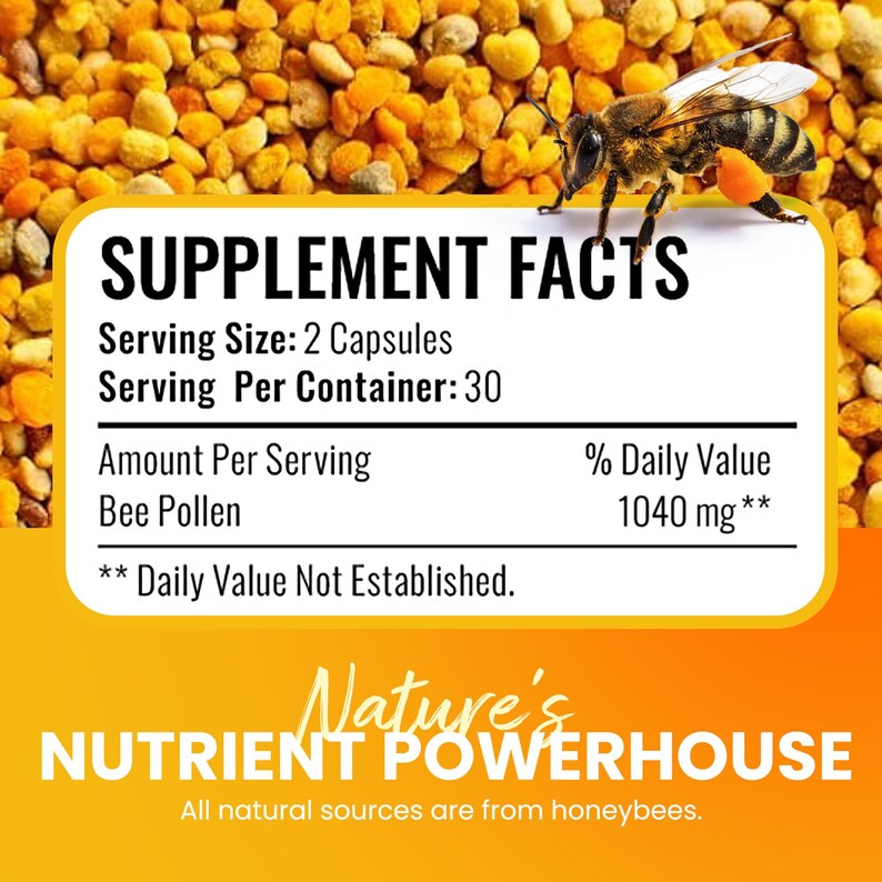 Natural Bee Pollen Capsules – Immune Support, Energy Boost ...