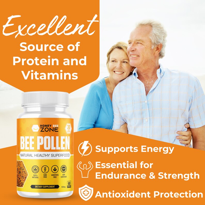 Natural Bee Pollen Capsules – Immune Support, Energy Boost ...