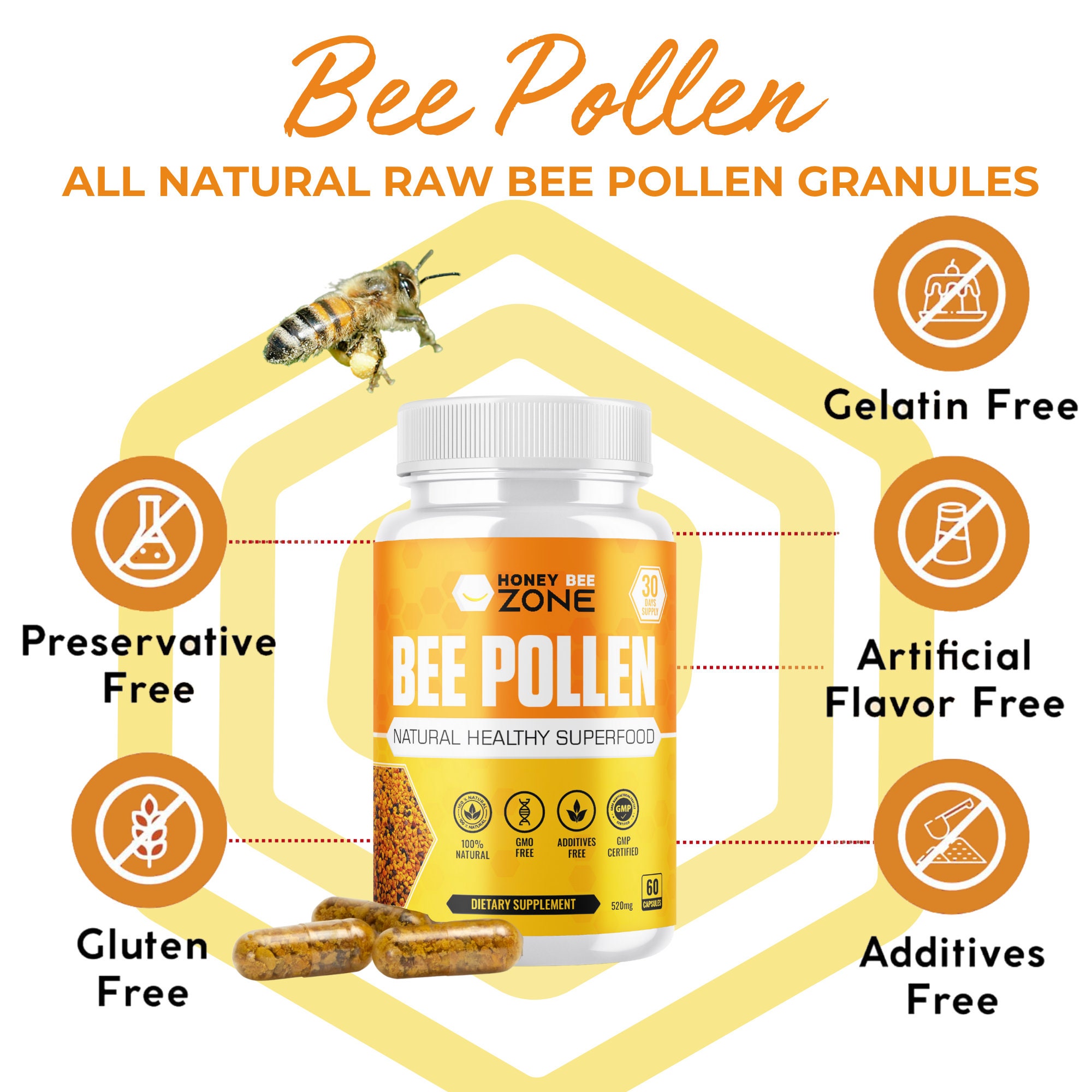 Natural Bee Pollen Capsules – Immune Support, Energy Boost ...