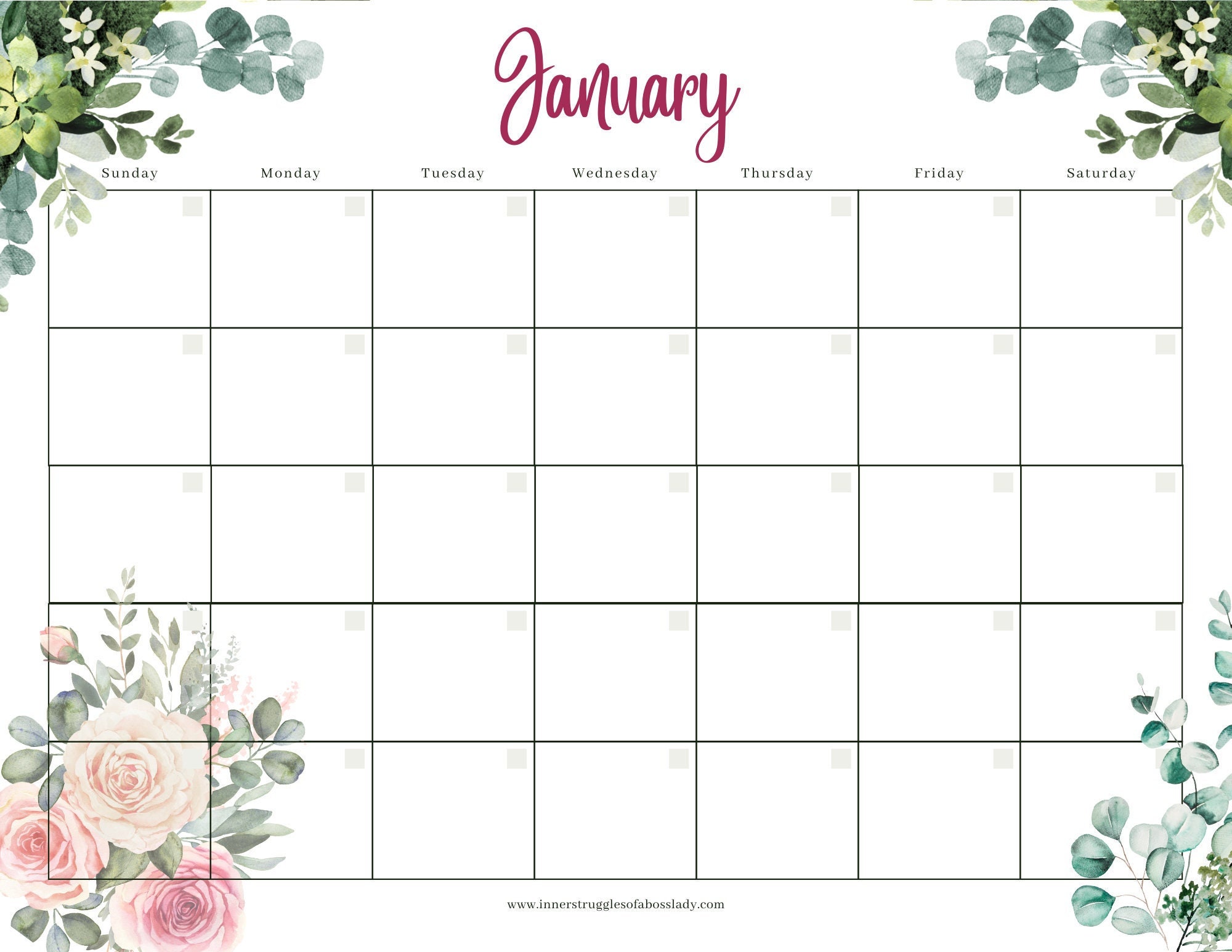 Fillable Wall Calendar - Etsy