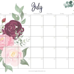 Fillable Wall Calendar - Etsy