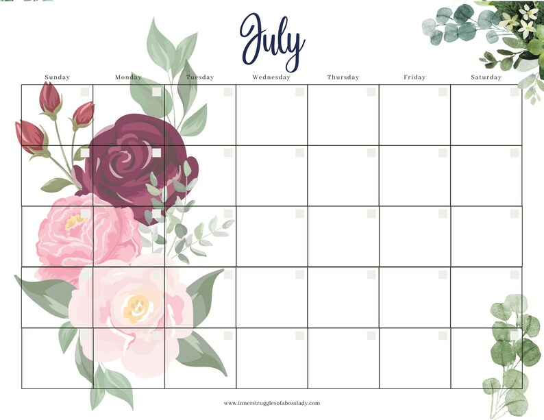 Fillable Wall Calendar - Etsy