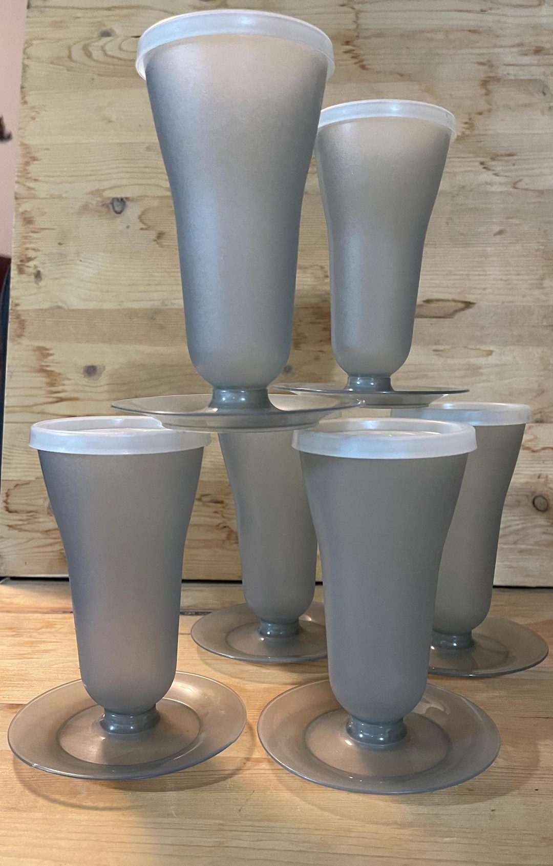 6 Vintage Tupperware Pudding Parfait Desert Cups With Pedestals and ...