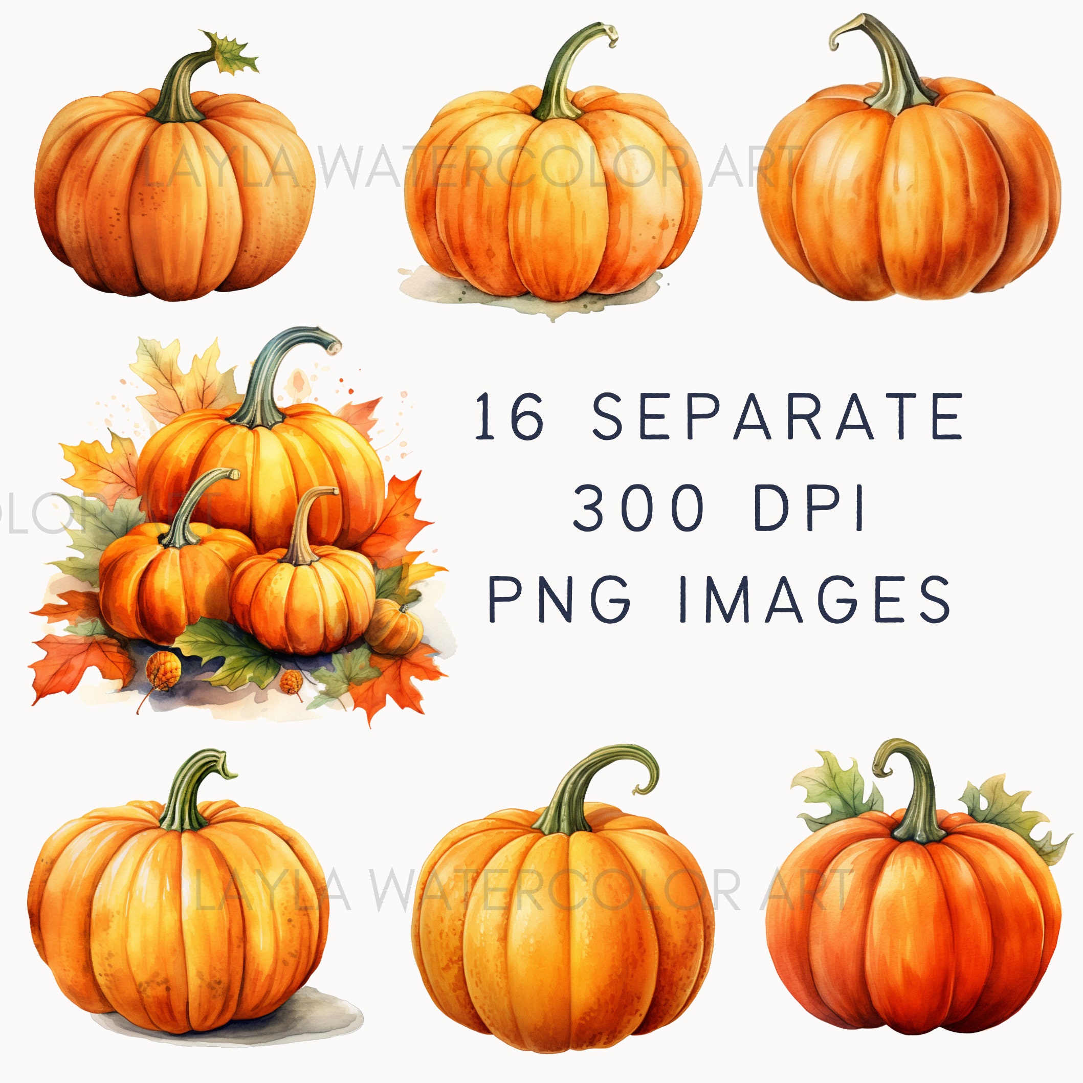 Watercolor Pumpkin Clipart | Watercolor Halloween PNG | Food Clipart ...