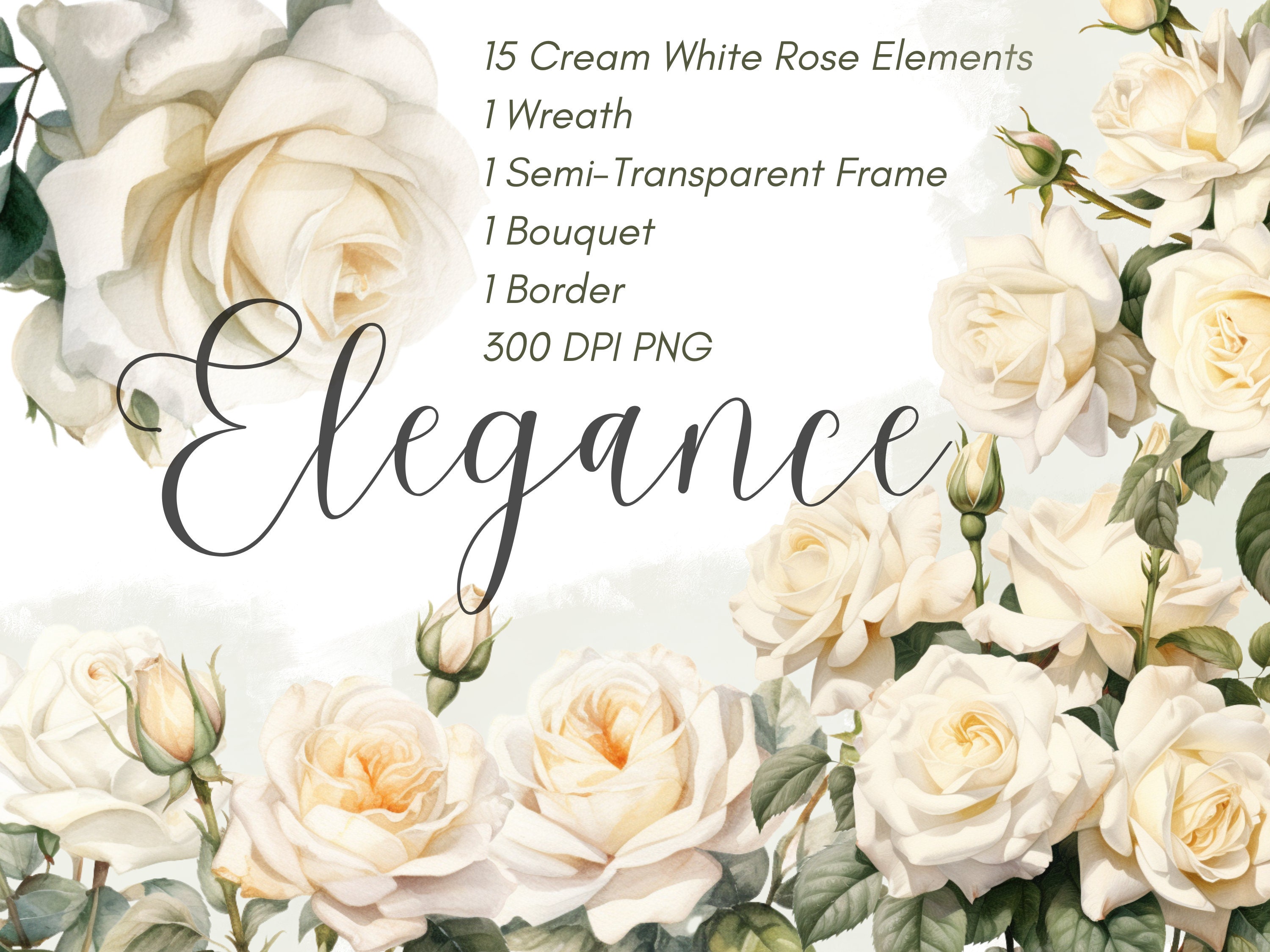 White Roses Clipart