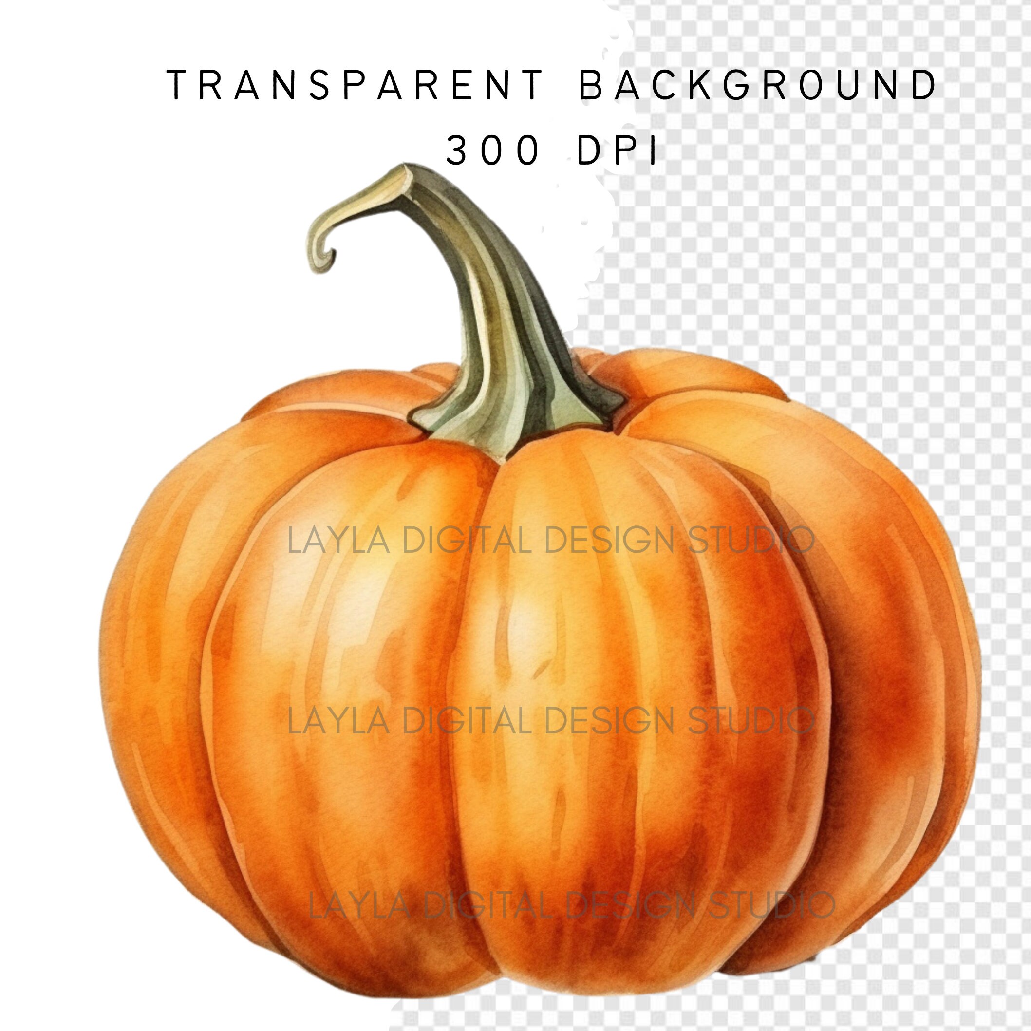 Watercolor Pumpkin Clipart | Watercolor Halloween PNG | Food Clipart ...