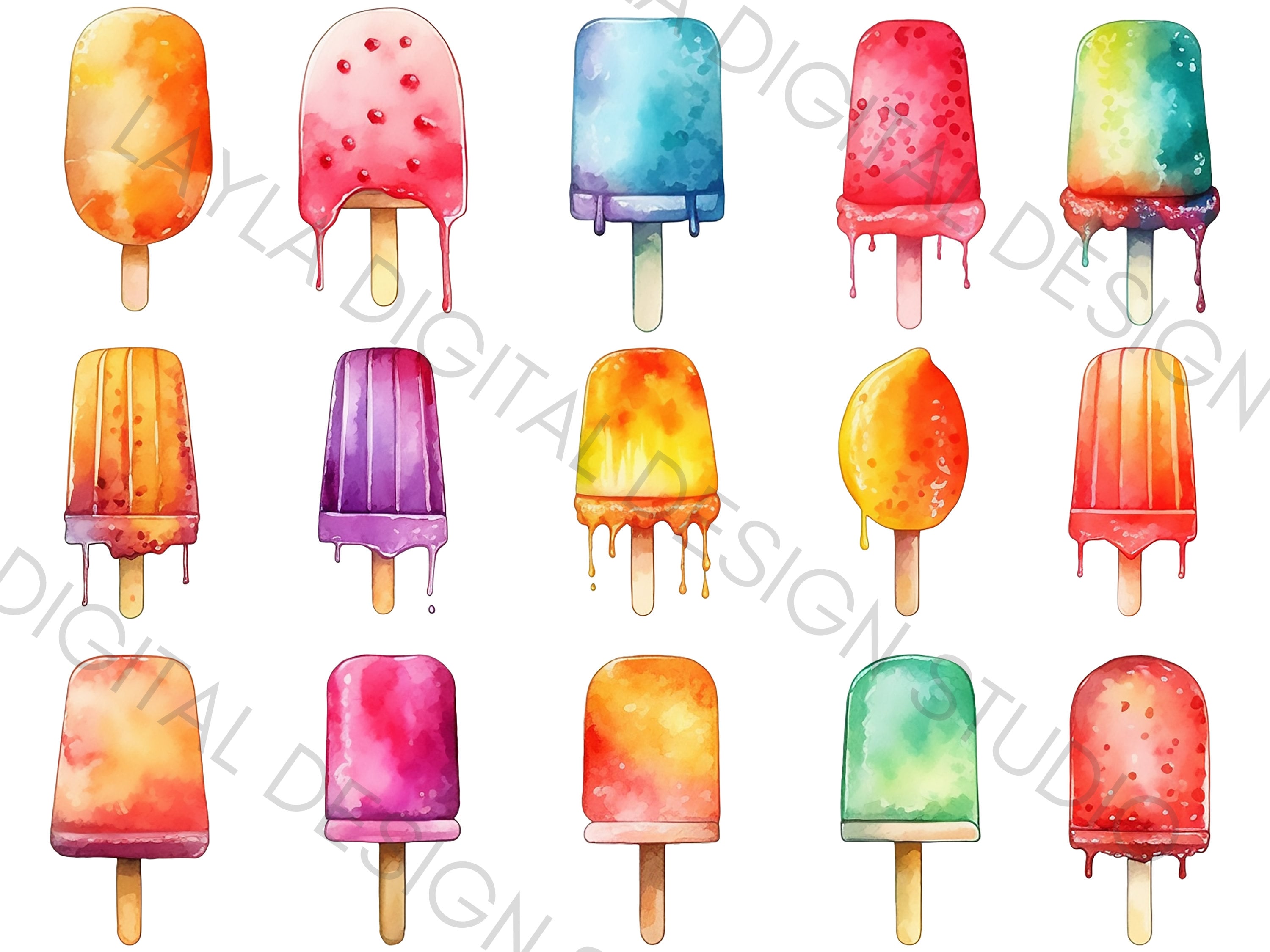 Watercolor Summer PNG Clipart Bundle ,transparent Background ...