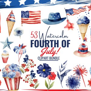 Watercolor Patriotic Clipart Bundle PNG, Patriotic Clipart ...