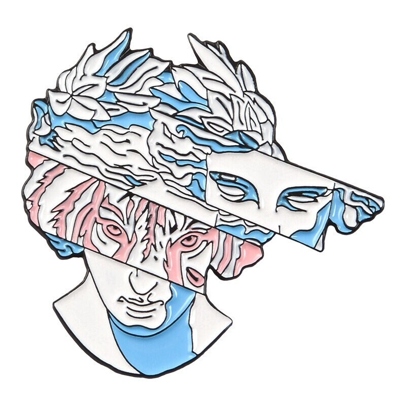 Amazing Art Enamel Pins Split Head Sculpture Badges Custom - Etsy Canada