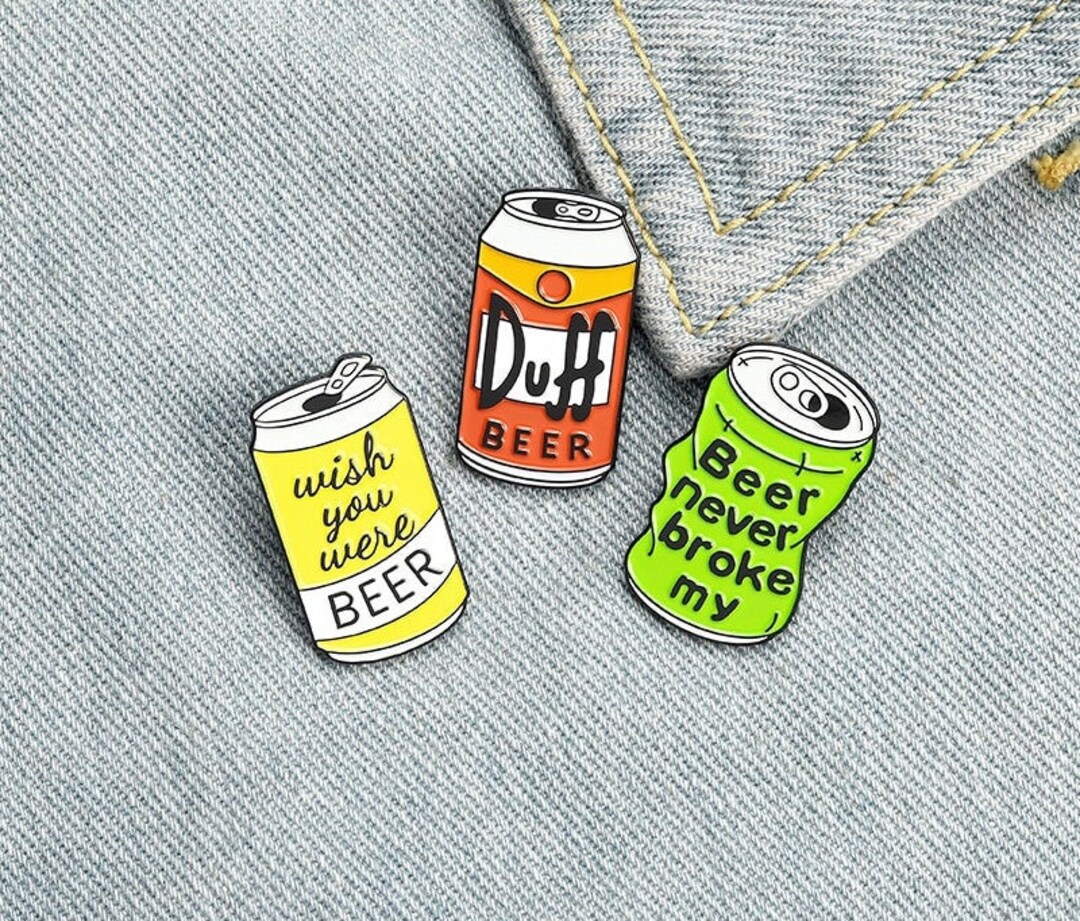 Beer Can Enamel Pin Custom Duff Beer Brooch Bag Clothes Lapel Pin Wish ...