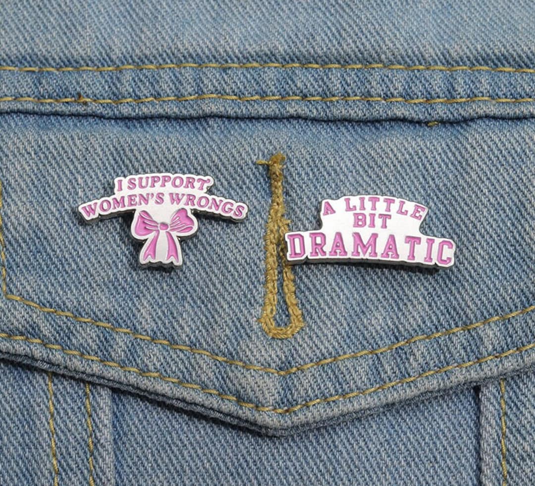 Female Power Enamel Pins Custom Pink Bow Brooches Lapel Badges A LITTLE ...