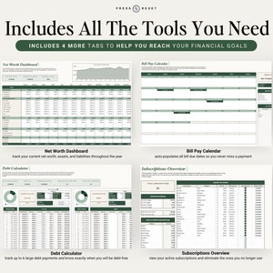 The Ultimate Budget Spreadsheet Monthly Budget Financial Dashboard Debt ...