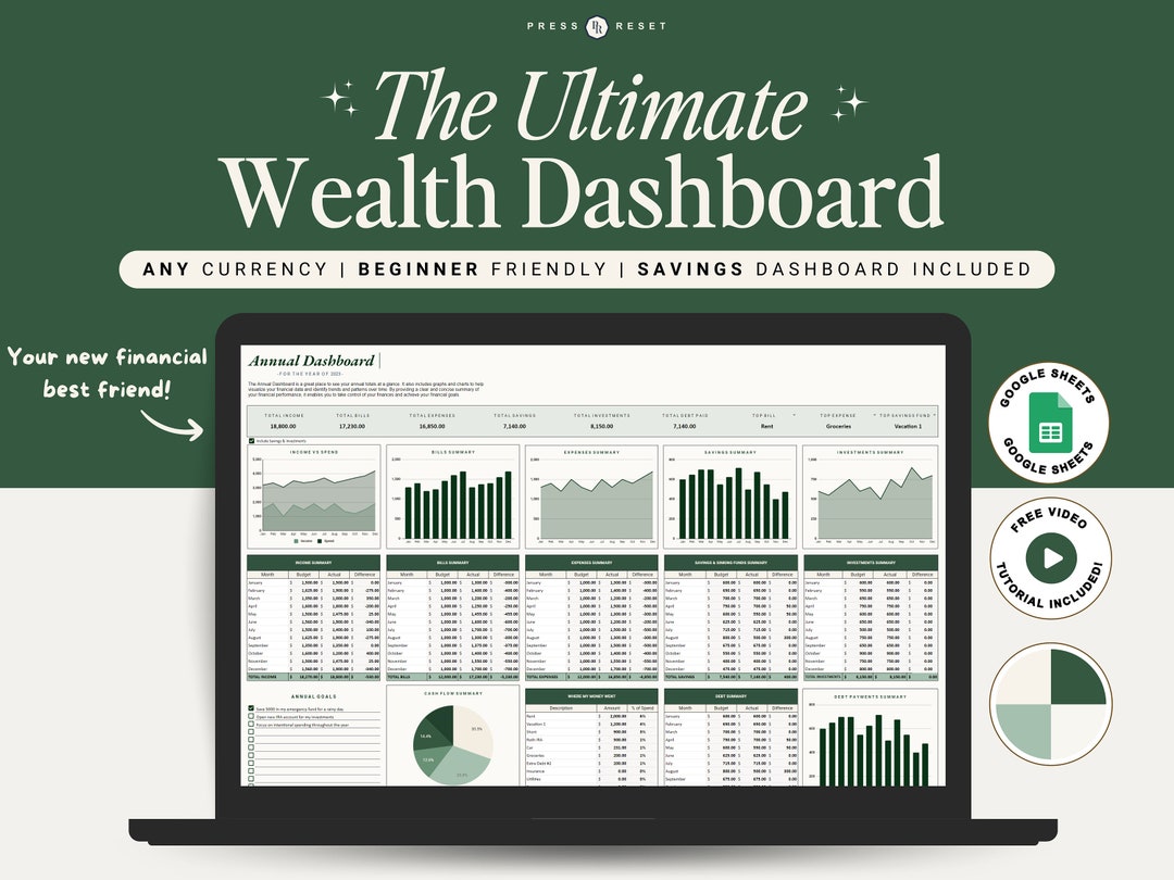 The Ultimate Budget Spreadsheet Monthly Budget Financial Dashboard Debt ...