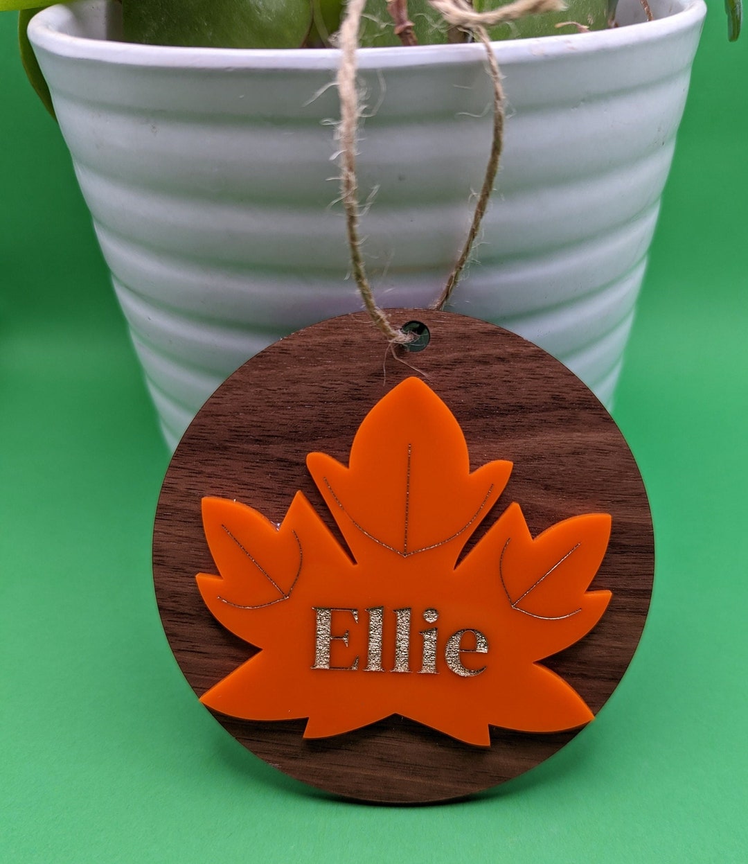 Personalized Fall Leaf Ornament With Name, Fall Ornament, Orange ...
