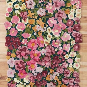 Multicolored Floral Hand Tufted 100% Wool Handmade Area Rug Carpet for ...