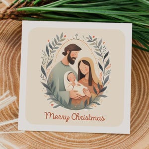 Holy Family Art Gift Tag, Printable Christmas Treat Tag, Nativity Scene ...