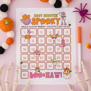 Halloween Countdown Calendar for Kids, Printable Halloween Advent Sign ...