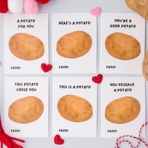 Potato Valentines, Funny Valentine's Day Cards for Kids, Printable ...