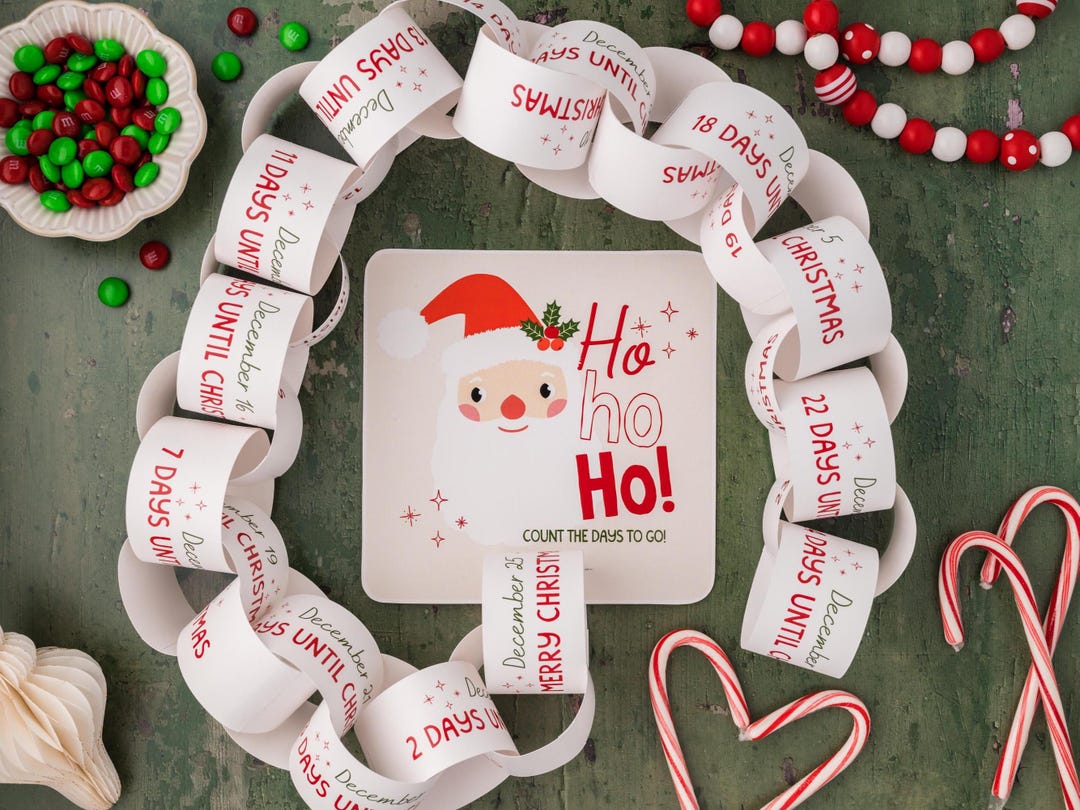 Printable Santa Christmas Countdown Paper Chain – Cute Advent Calendar ...