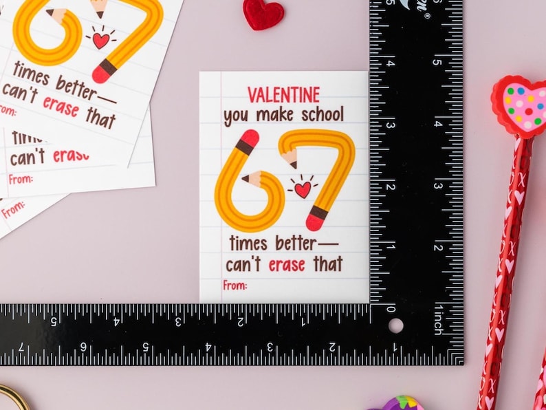 Pencil Valentine Printable, 6 7 Slang Classroom Valentine Exchange ...