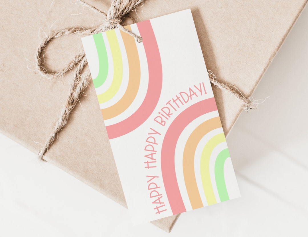 Happy Birthday Digital Tags, Printable Happy Birthday Tag, Pastel ...