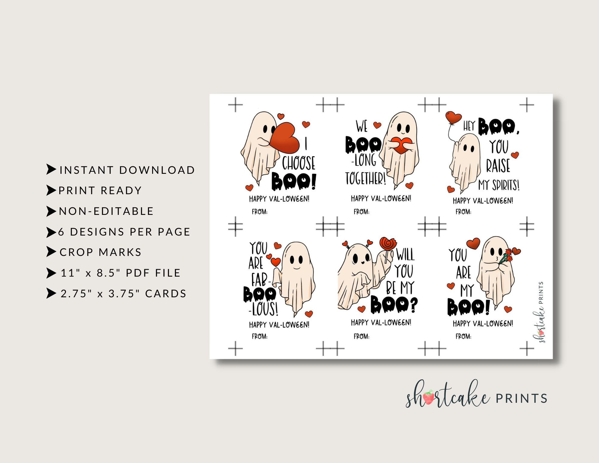 Creepy Cute Retro Ghost Valloween Cards for Kids Digital - Etsy