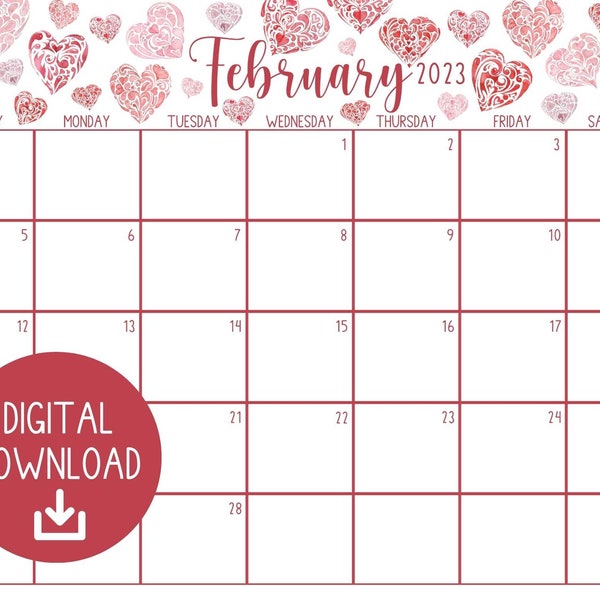 February 2023 Printable Calendar - Etsy