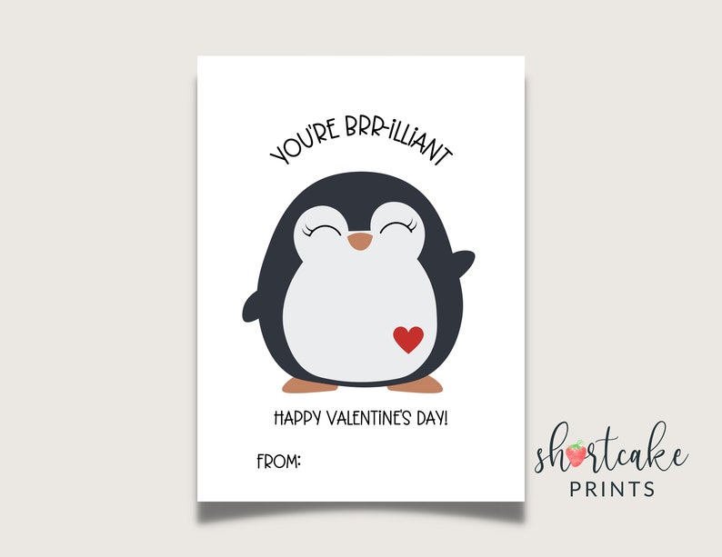 Penguin Valentines for Kids, Classroom Valentines, Cute Penguins ...