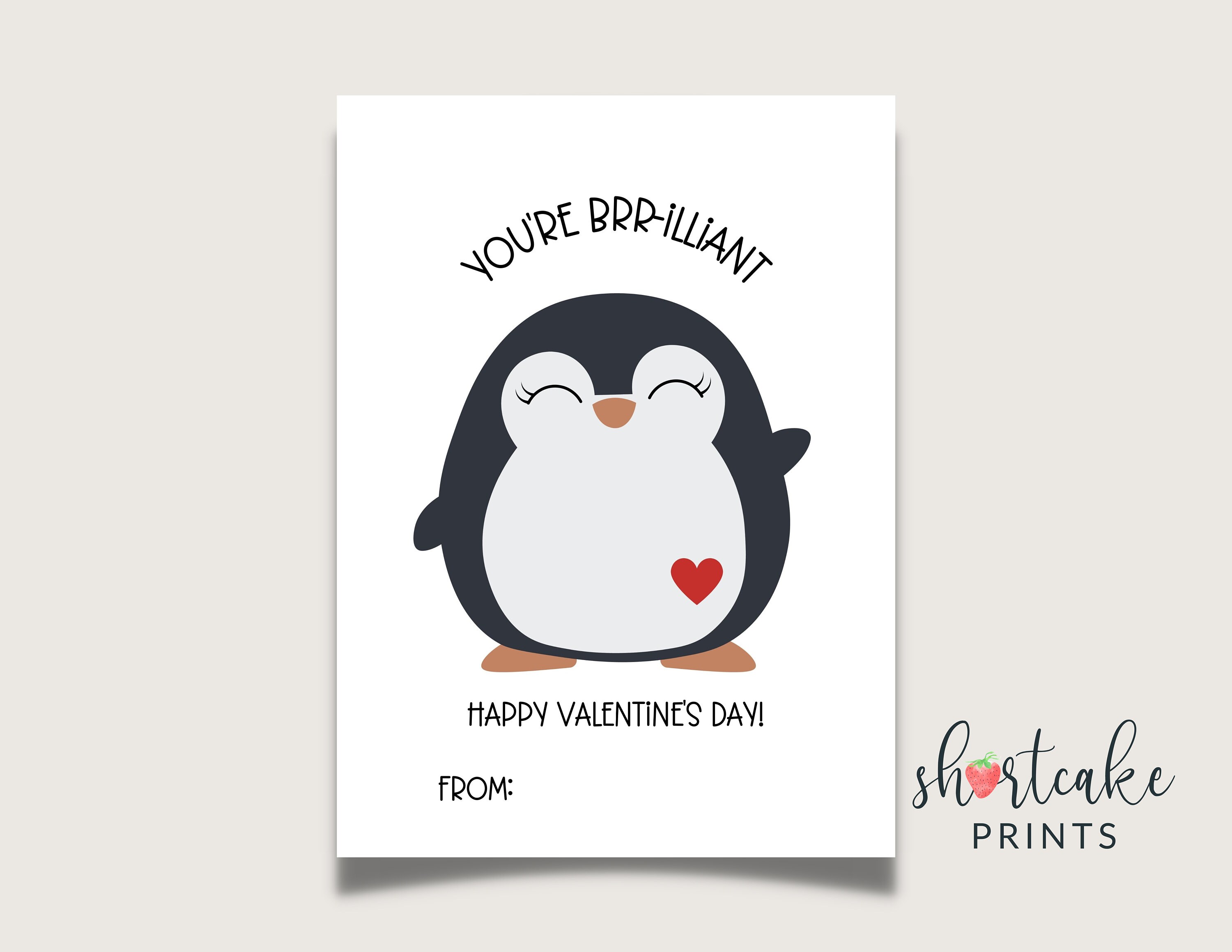 Penguin Valentines for Kids Classroom Valentines Cute - Etsy